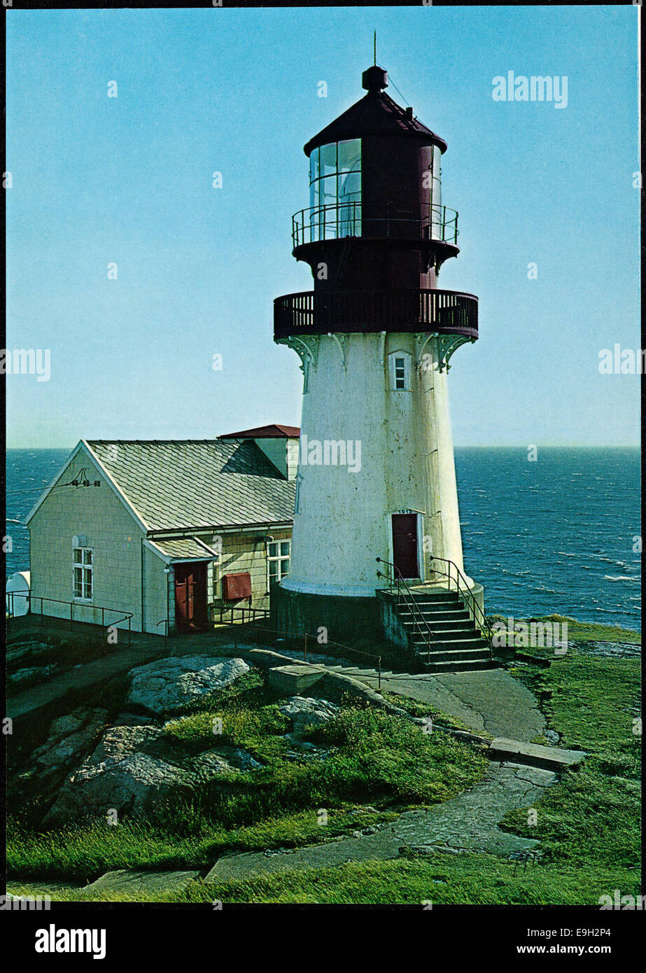 A postcard image of Lindesnes Fyr, located at the southernmost point of ...