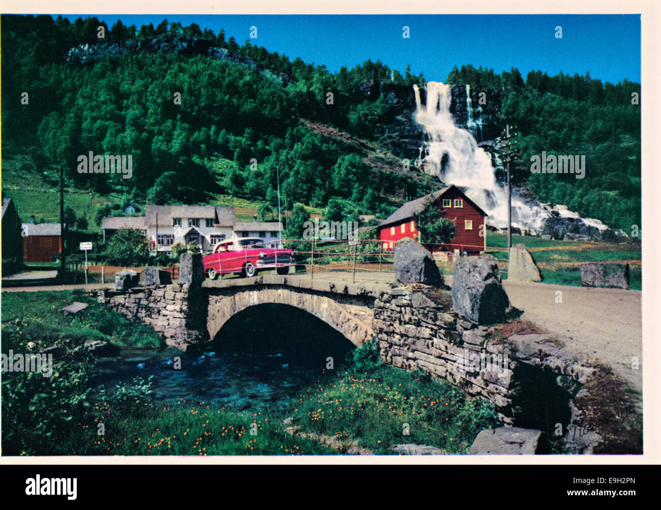 This postcard from Norway captures the stunning Tvindefoss waterfall ...