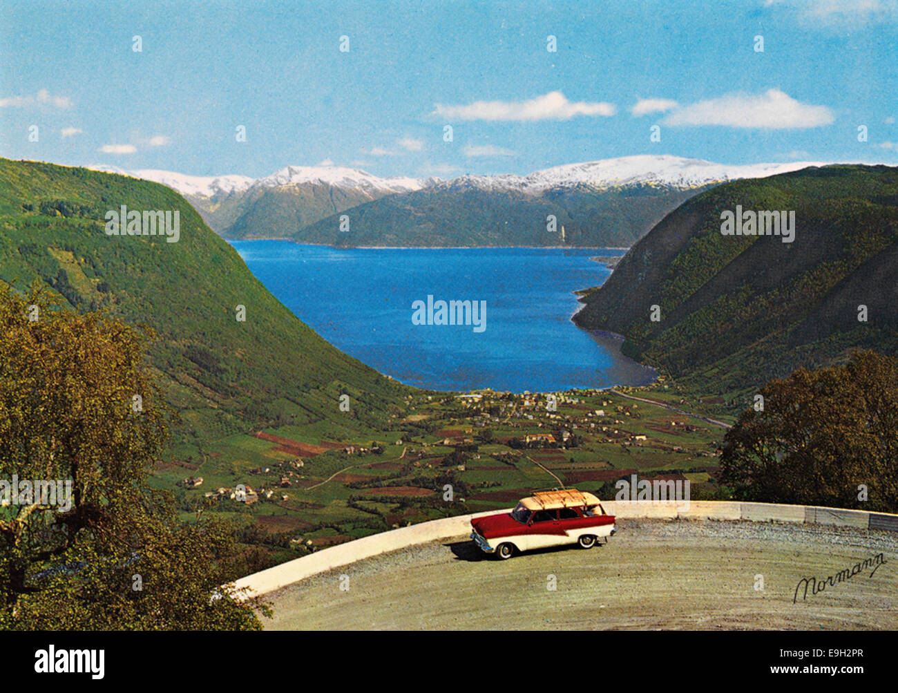 A vintage postcard from Norway, depicting Vik in Sogn, with Hella and ...