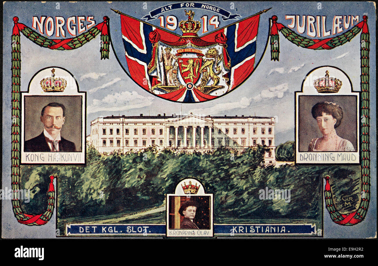 This postcard commemorates the 1914 anniversary of Norway's ...