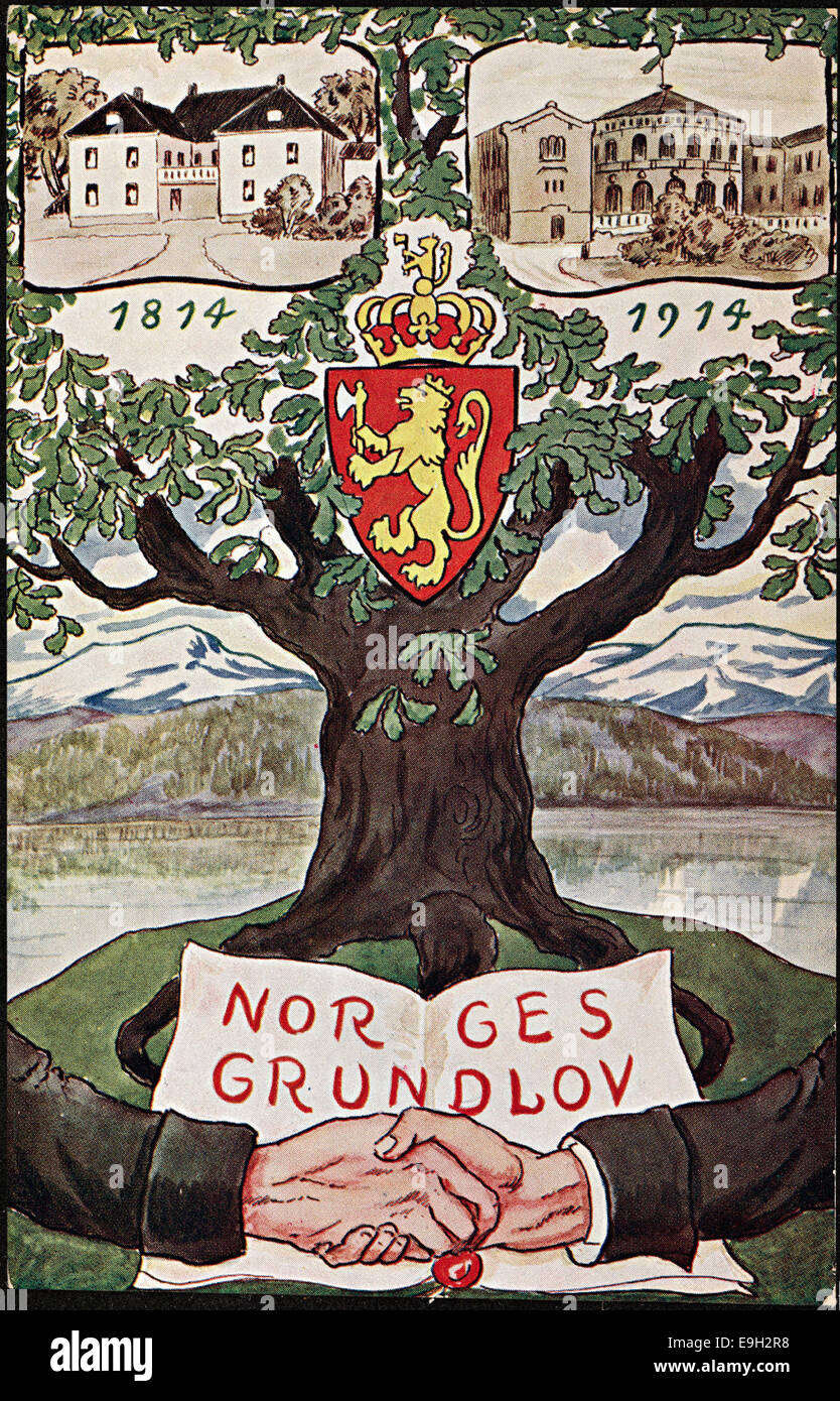 This image commemorates Norway's Constitution from 1814, depicting ...