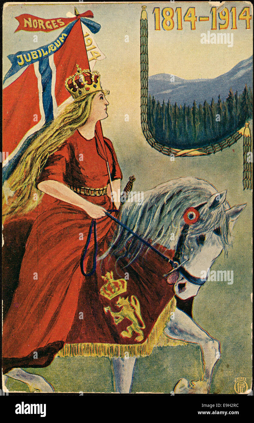 Postcard commemorating the 100th anniversary of Norway's independence ...
