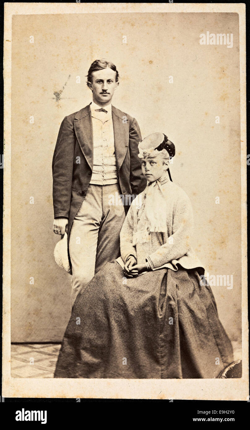 A portrait of Alexander Kielland and Beate Ramsland as newly engaged in ...