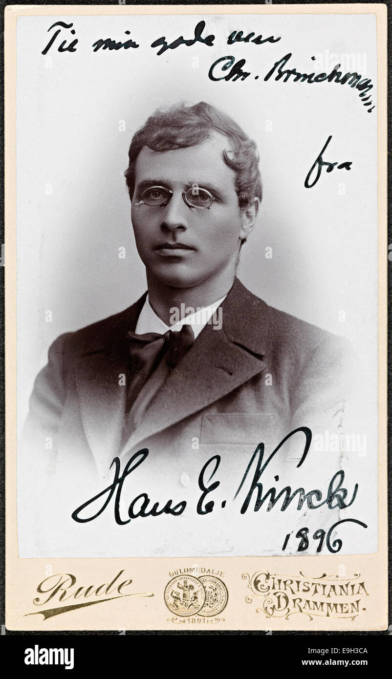 A portrait of Norwegian writer Hans Ernst Kinck, taken around 1896. The ...