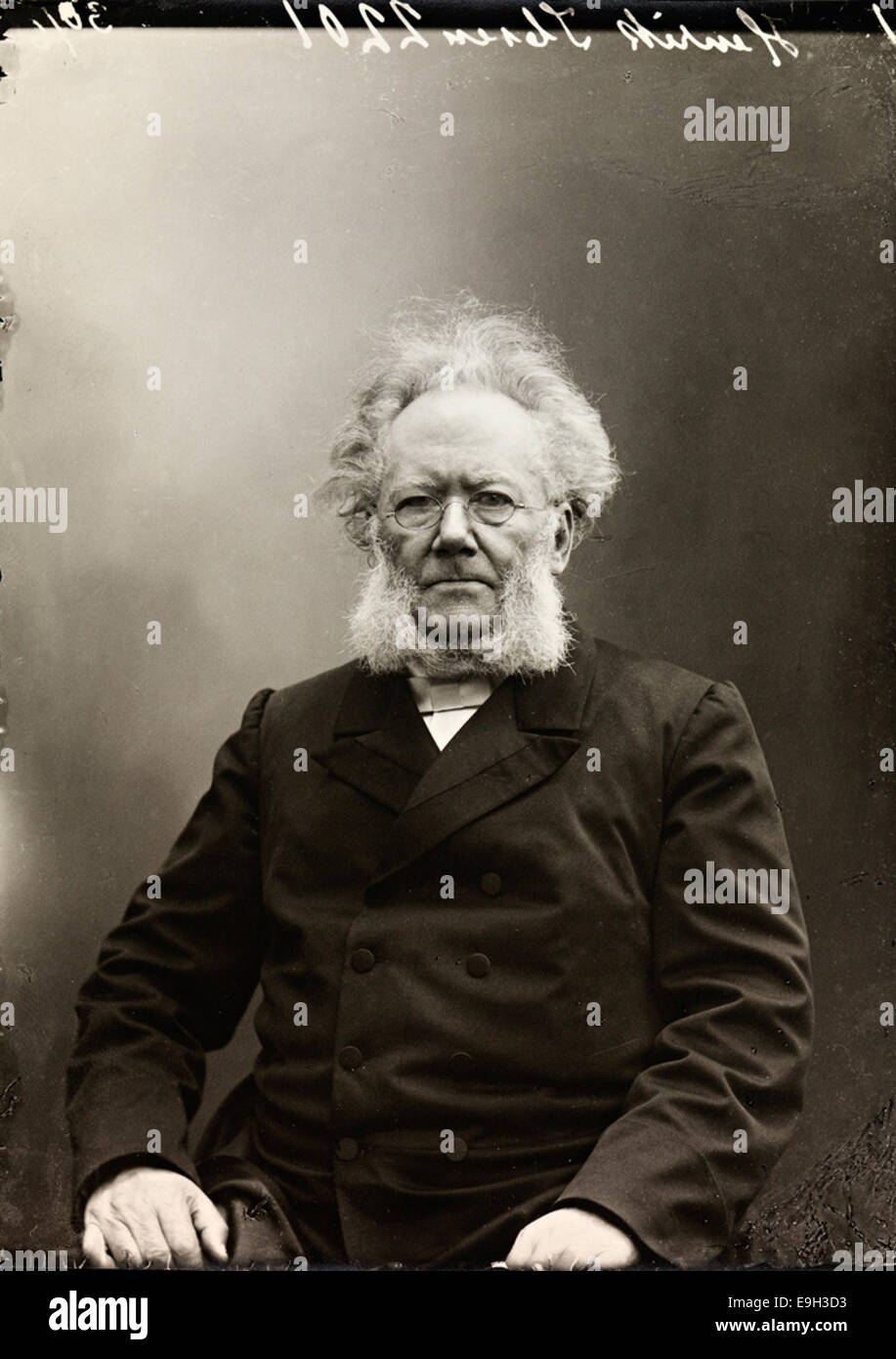 A portrait of the renowned Norwegian playwright Henrik Ibsen, taken in ...