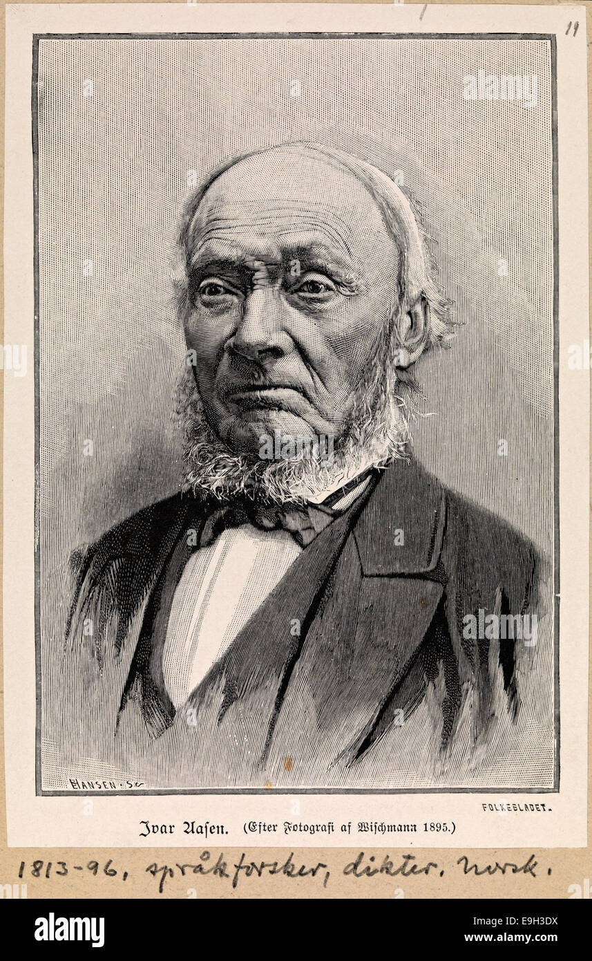 This portrait from 1895 by Carl Christian Wischman depicts Ivar Aasen ...