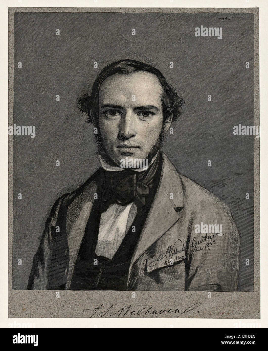 A portrait of Johan Sebastian Welhaven, a prominent Norwegian poet ...