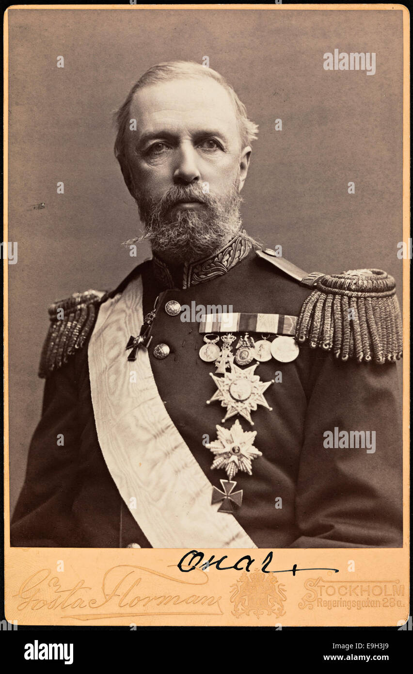 This formal portrait from 1894 depicts King Oscar II of Sweden and ...