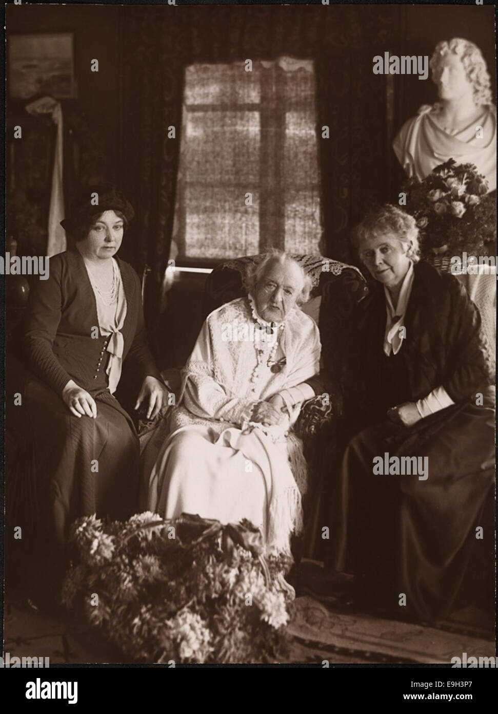 This 1932 portrait features Norwegian authors Sigrid Undset, Karoline ...