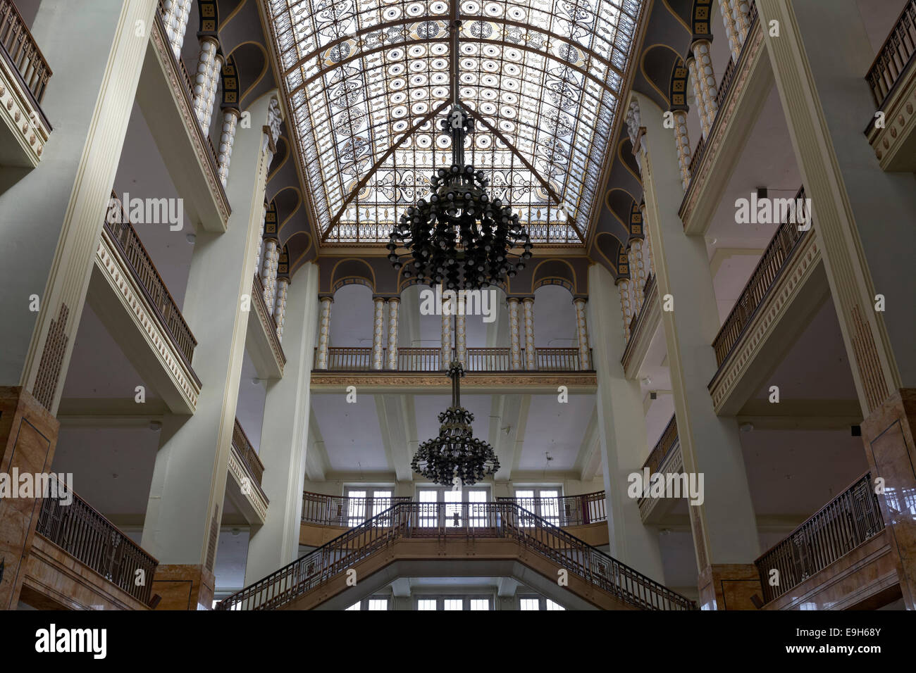 Atrium in the vacant Goerlitz Warenhaus, department store, Art Nouveau ...