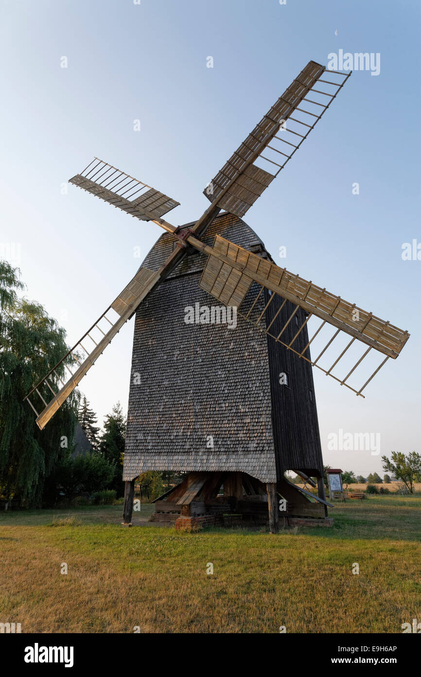 Historic post windmill with wooden shingle cladding, Freilichtmuseum ...