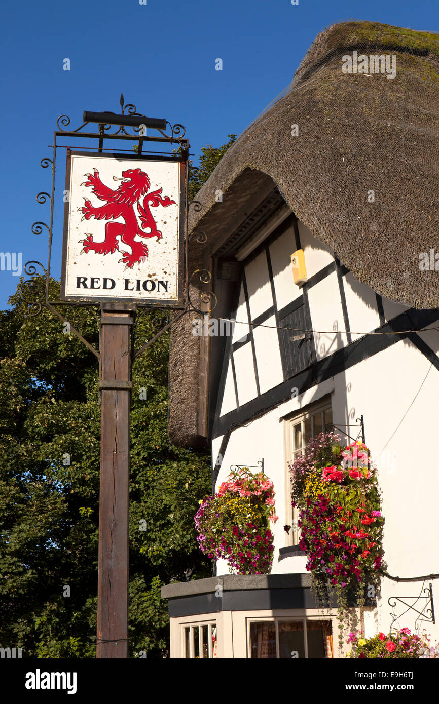 UK, England, Wiltshire, Avebury, Red Lion Public House sign and ...