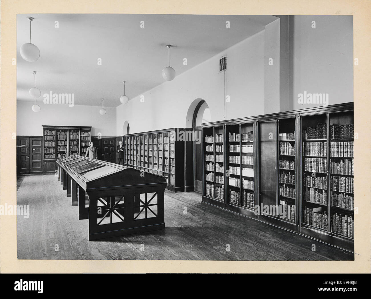 A photograph of the upper hallway of the National Library of Norway ...