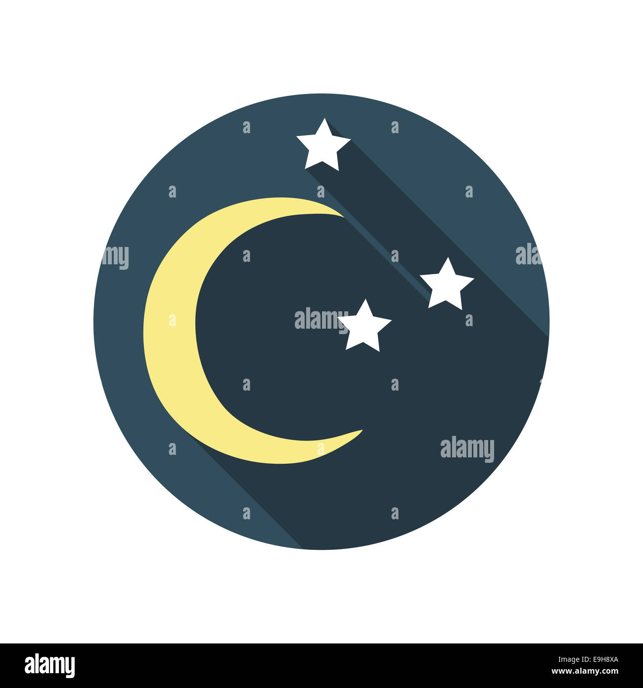 Flat Design Concept East Moon with Stars Vector Illustration With Long ...