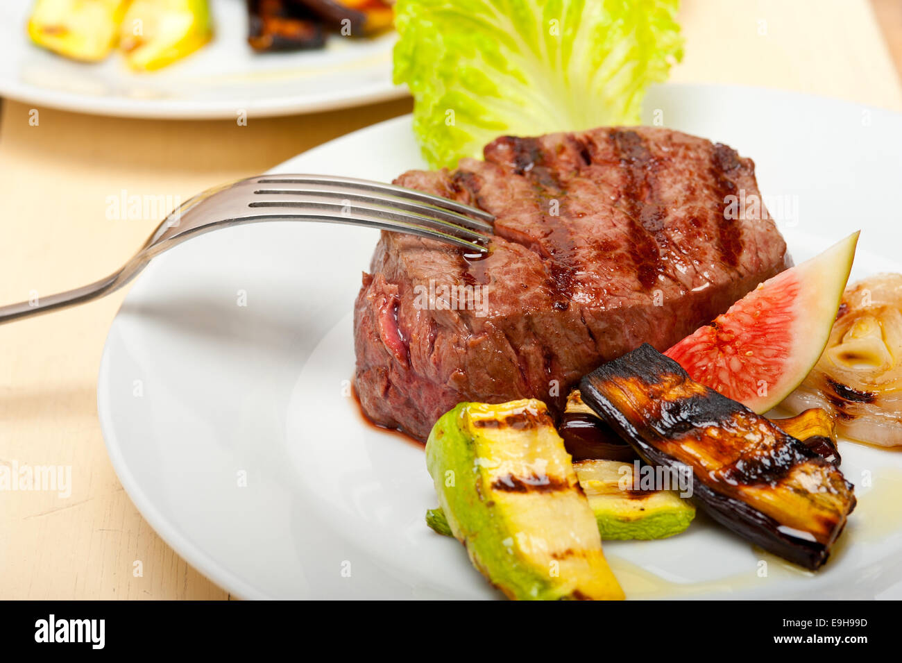 grilled fresh beef filet mignon and vegetables Stock Photo - Alamy