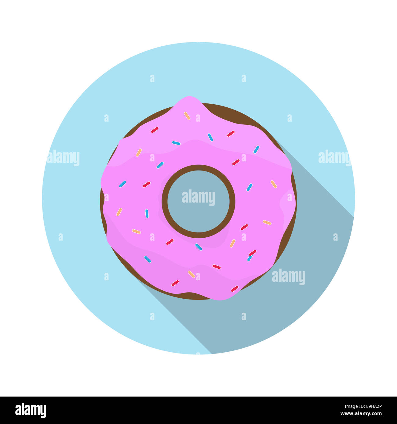 Flat Design Concept Doughnut with Icing Vector Illustration With Long ...