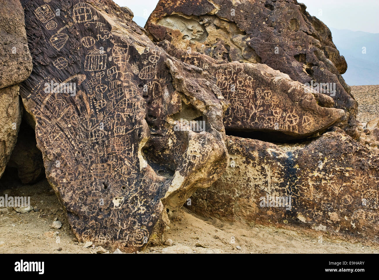 Petroglyphs at Fish Slough Road in Chalfant Valley near Bishop, Owens ...