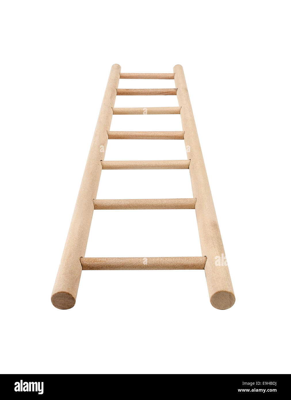 Wooden ladder, vertical isolated stepladder, detailed closeup Stock ...