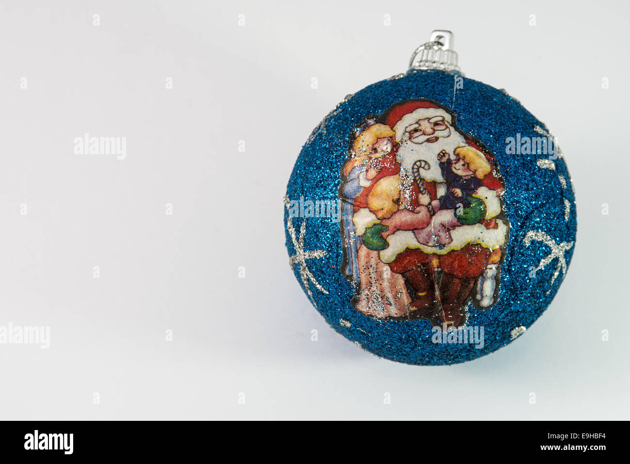 Blue ball with santa claus on it Stock Photo - Alamy