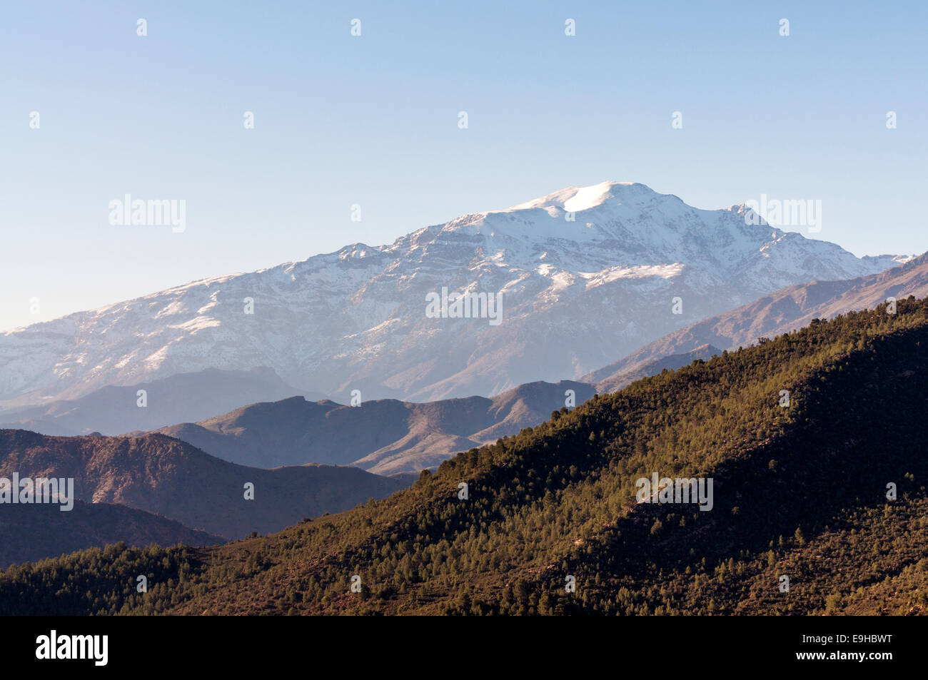 Snow covered Atlas mountains in Morocco Stock Photo - Alamy