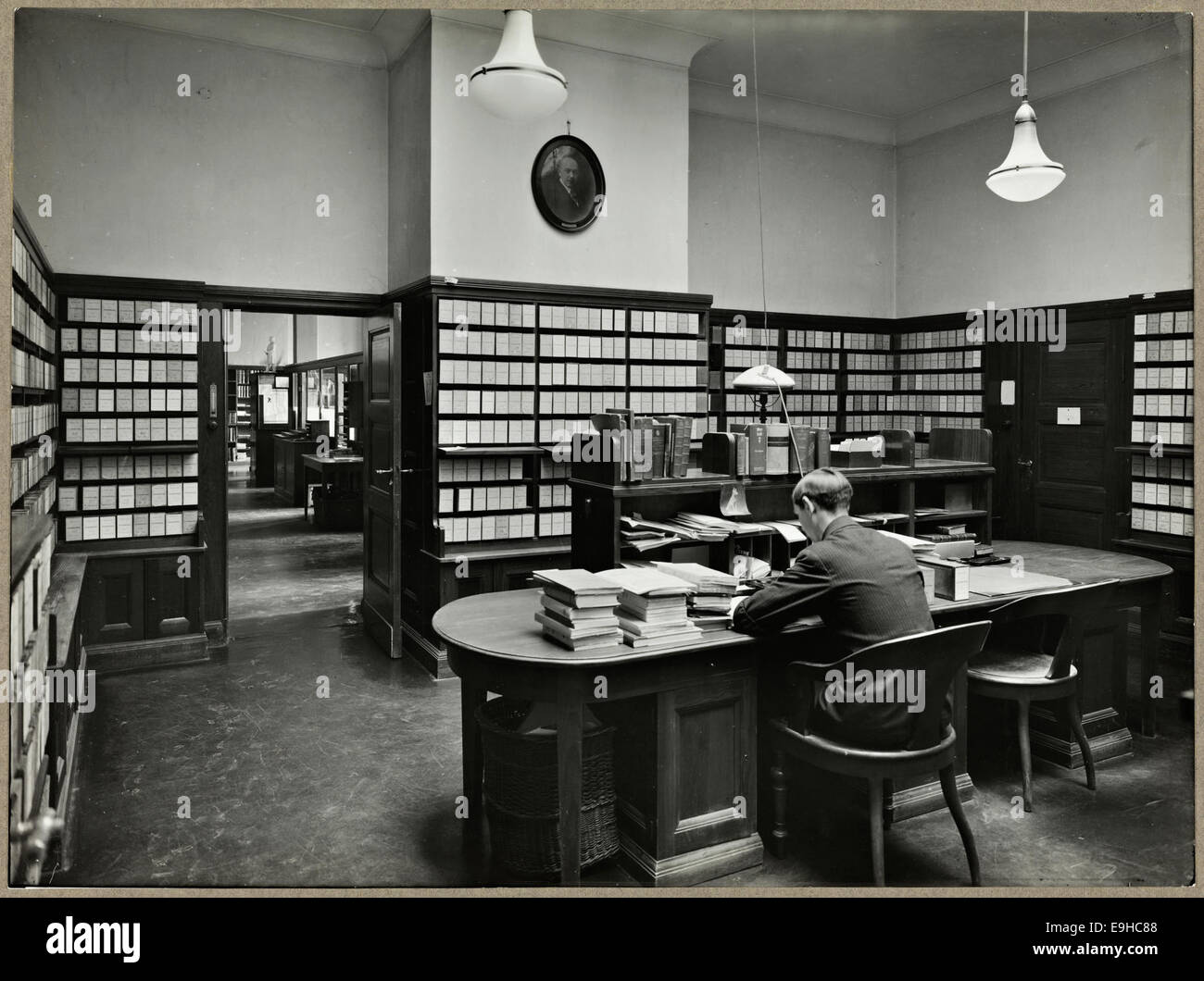 An interior photograph of the workroom of the foreign staff at the ...