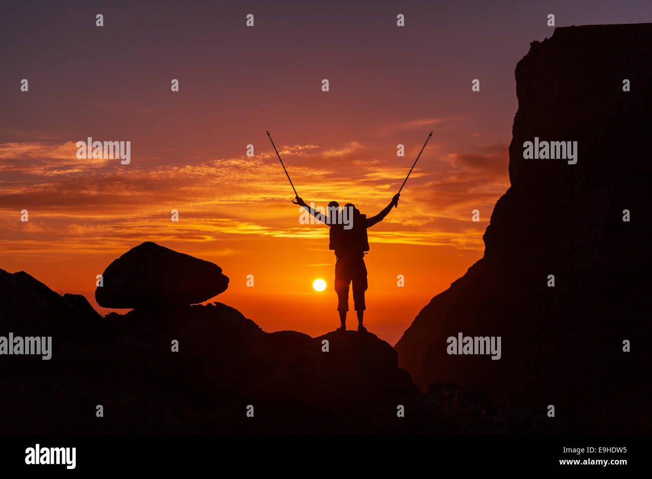 Hike on sunset Stock Photo - Alamy