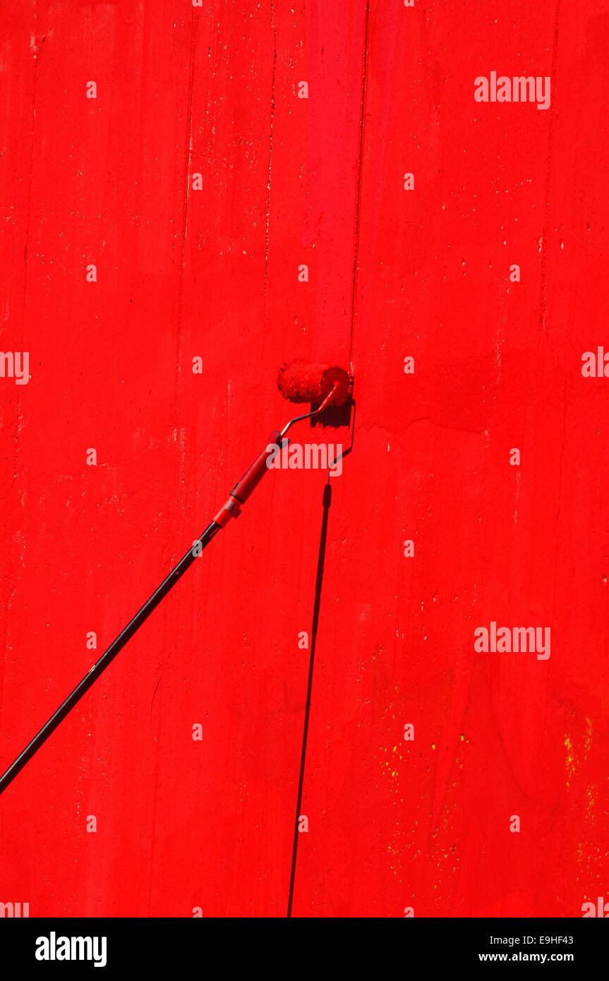 Platen Paint Roller Red Stock Photo - Alamy