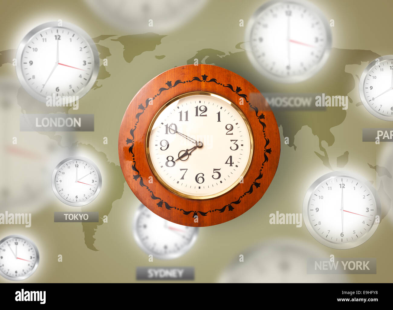 Clocks and time zones over the world concept Stock Photo - Alamy