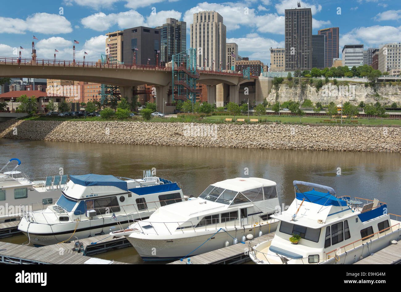 RASPBERRY ISLAND DOWNTOWN SKYLINE SAINT PAUL MINNESOTA USA Stock Photo ...