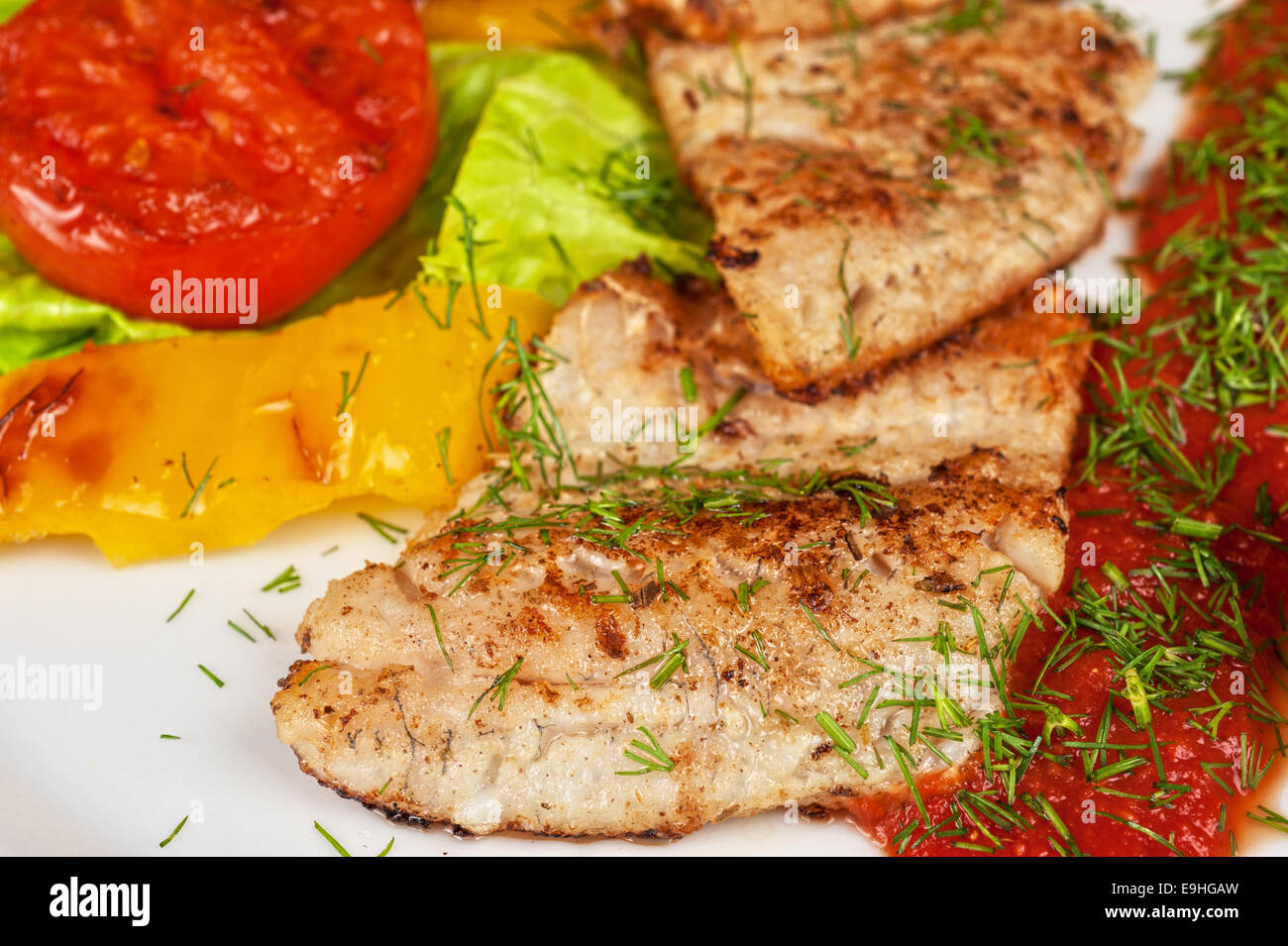 Tasty fish pike perch fillet Stock Photo - Alamy