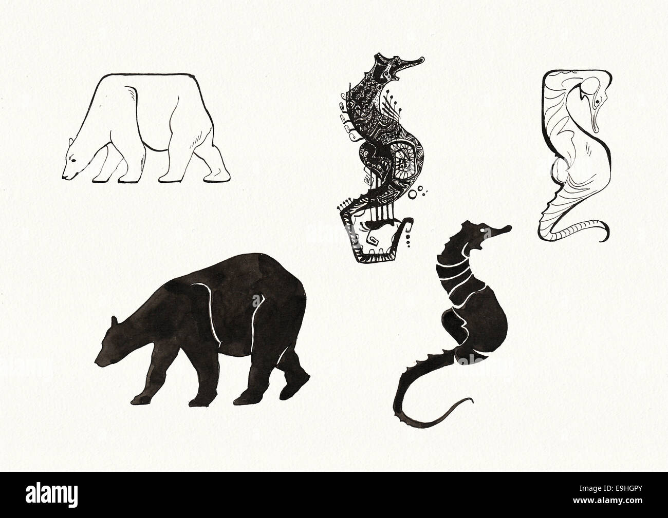 Animal black ink hi-res stock photography and images - Alamy