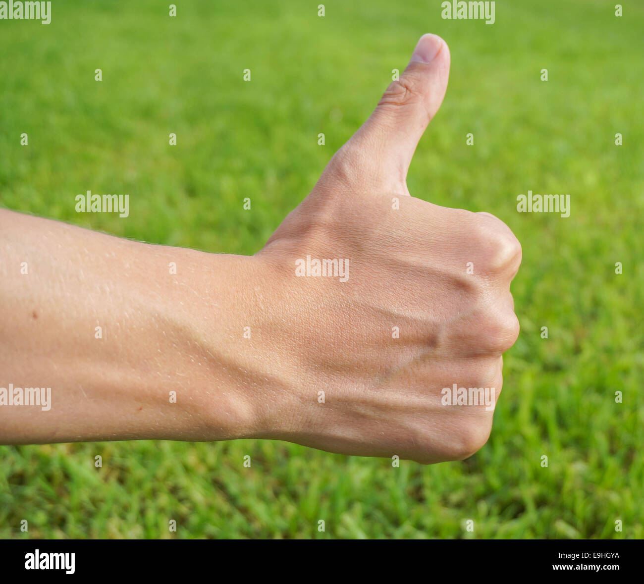 Voting hand on blue background Stock Photo - Alamy