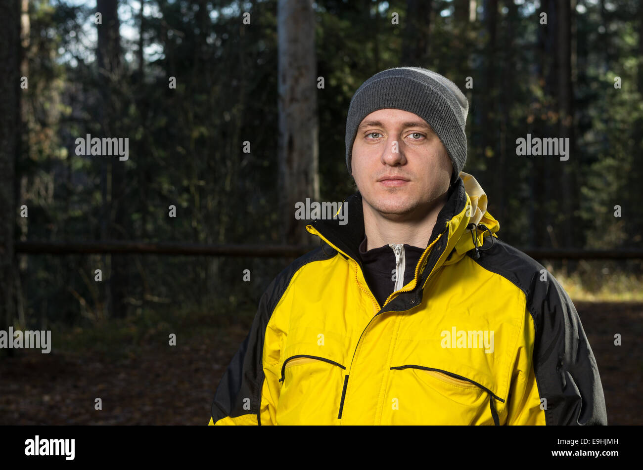 Man in the forest Stock Photo - Alamy