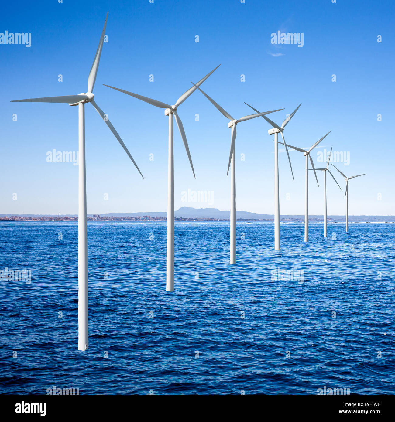 Wind generators turbines in the sea Stock Photo - Alamy