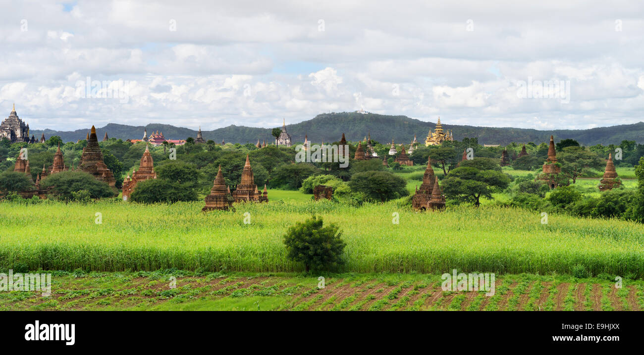 View of the ancient capital of Burma's Irrawaddy River valley Stock ...