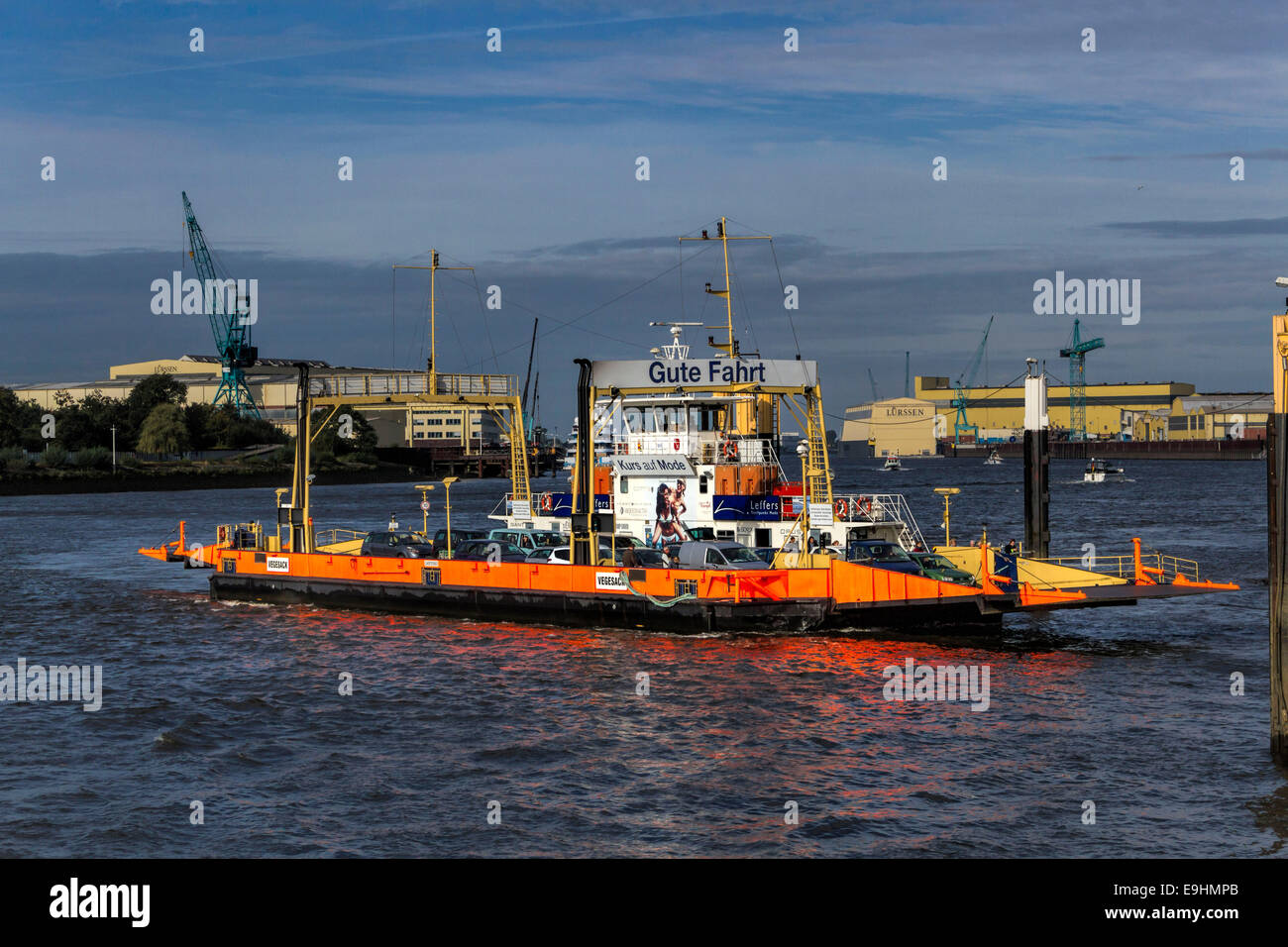 Car, Vehicle, Passenger Ferry, crossing the river Weser, Bremen ...