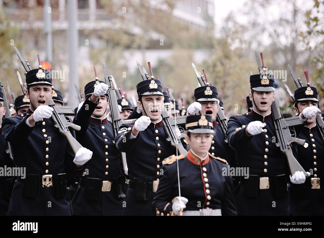 Thessaloniki, Greece. 28th October, 2014. Greek Army Academy recruits ...