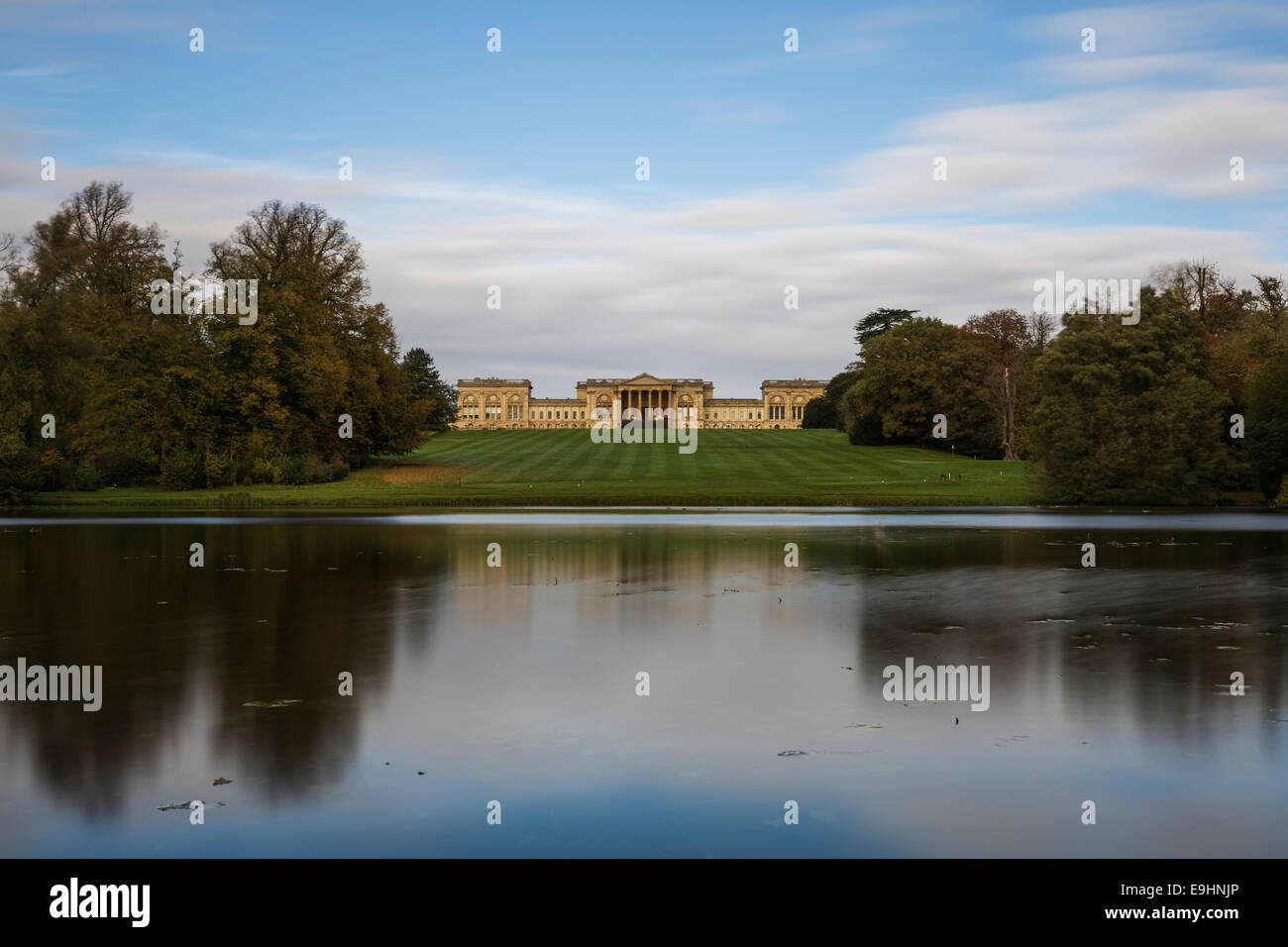 Stowe House from the bank of the Octagon Lake, Stowe National Trust ...