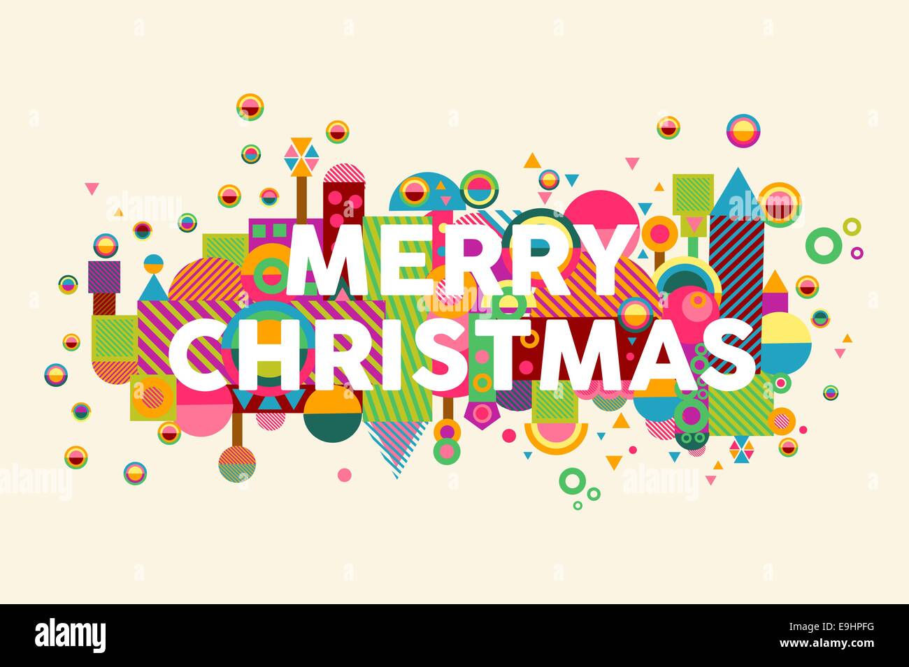 Merry Christmas creative concept text over colorful trendy elements ...