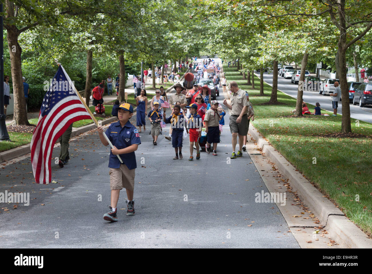 Cub Scouts Marching in Fourth of July Parade Stock Photo - Alamy