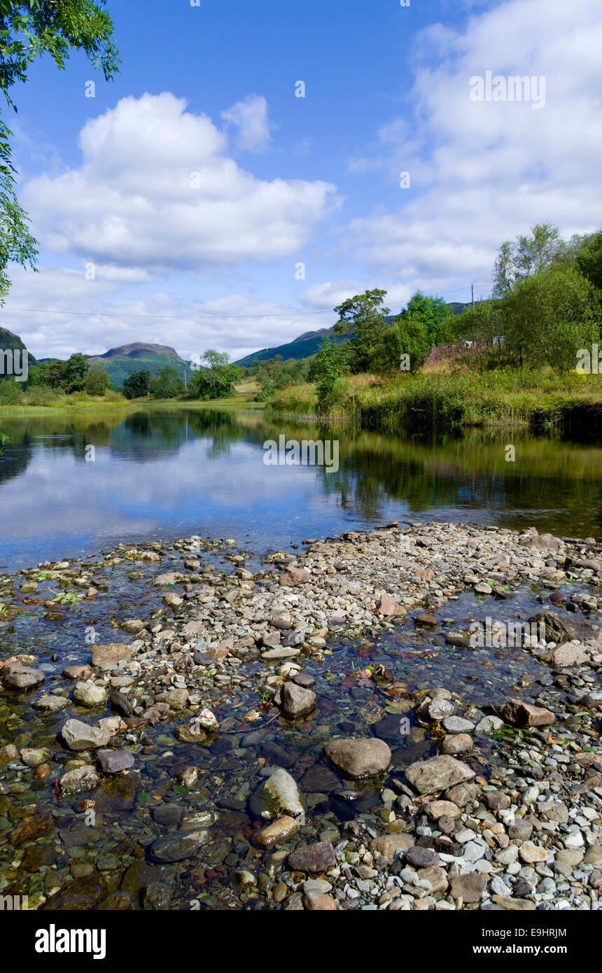 Garbh Uisge or River Leny with Meall Mor Hill beyond, Trossachs ...