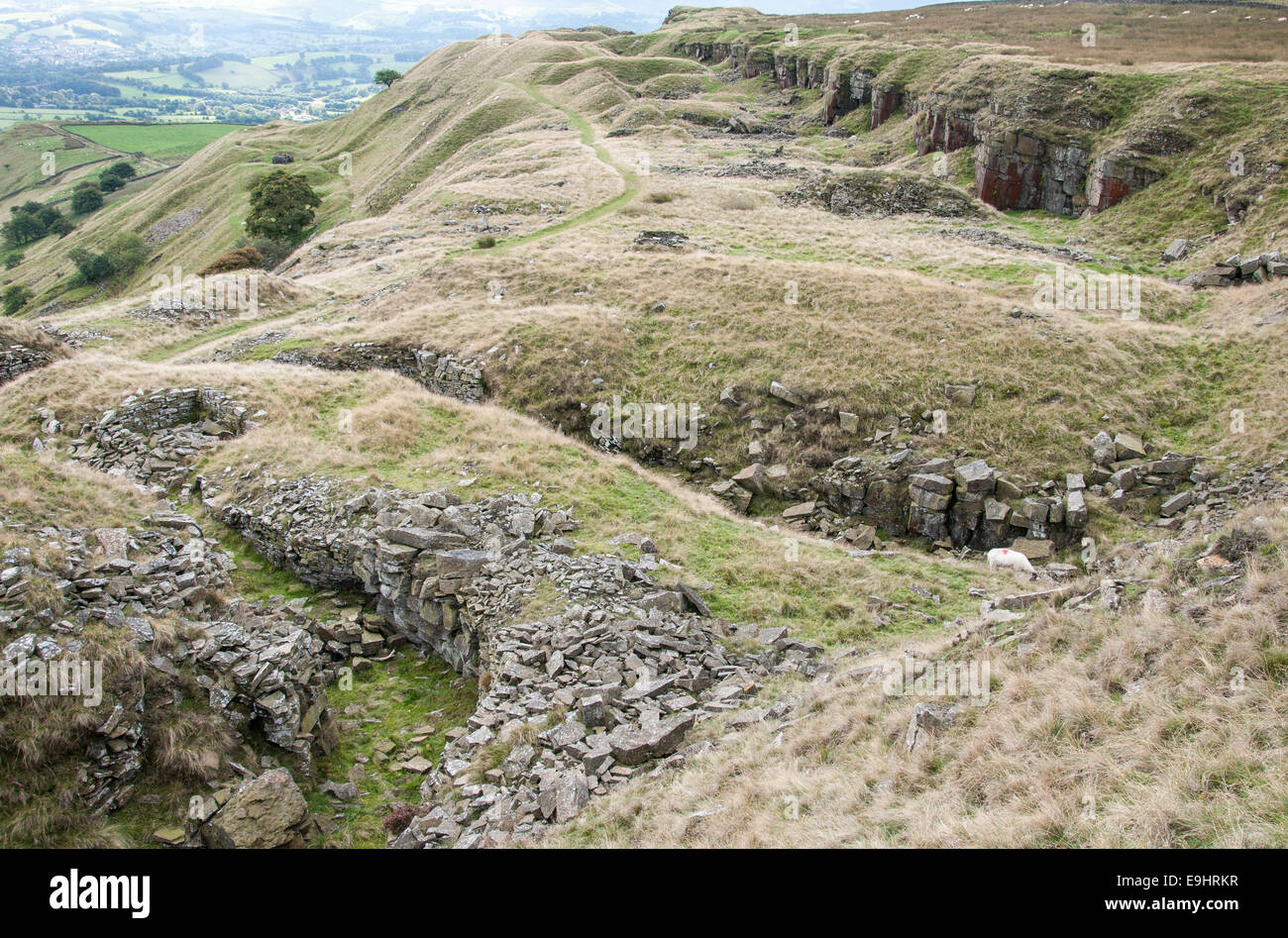 Cracken edge quarries near Chinley in Derbyshire. Remains of the ...