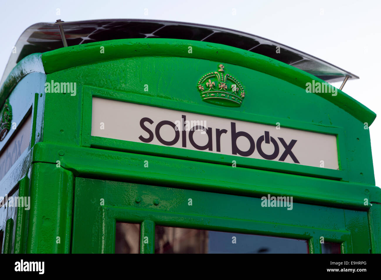 Solar-powered telephone box for charging mobile phones, Central London ...