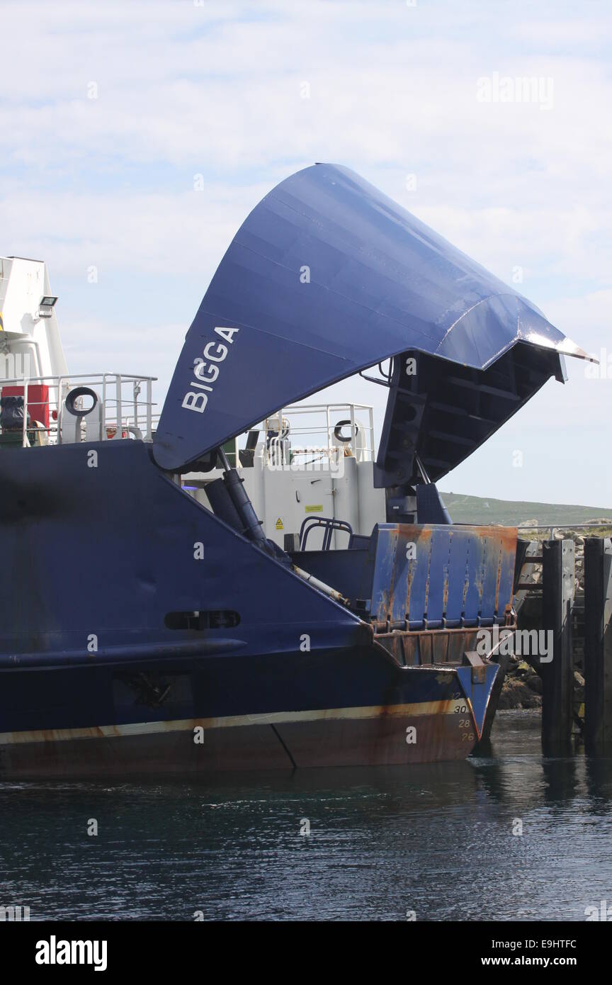 Bluemull Sound ferry MV Bigga departing Gutcher Yell Shetland Scotland ...