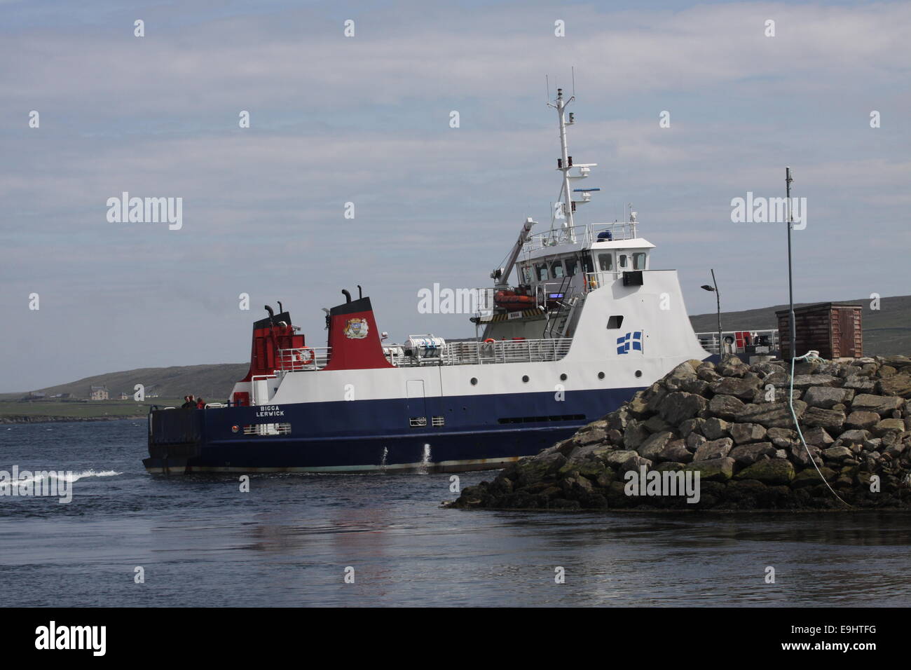 Bluemull Sound ferry MV Bigga docked Gutcher Yell Shetland Scotland ...