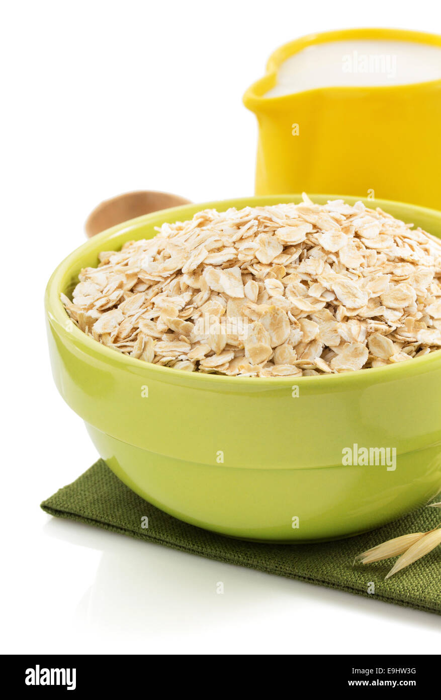 bowl of oat flake isolated on white background Stock Photo - Alamy
