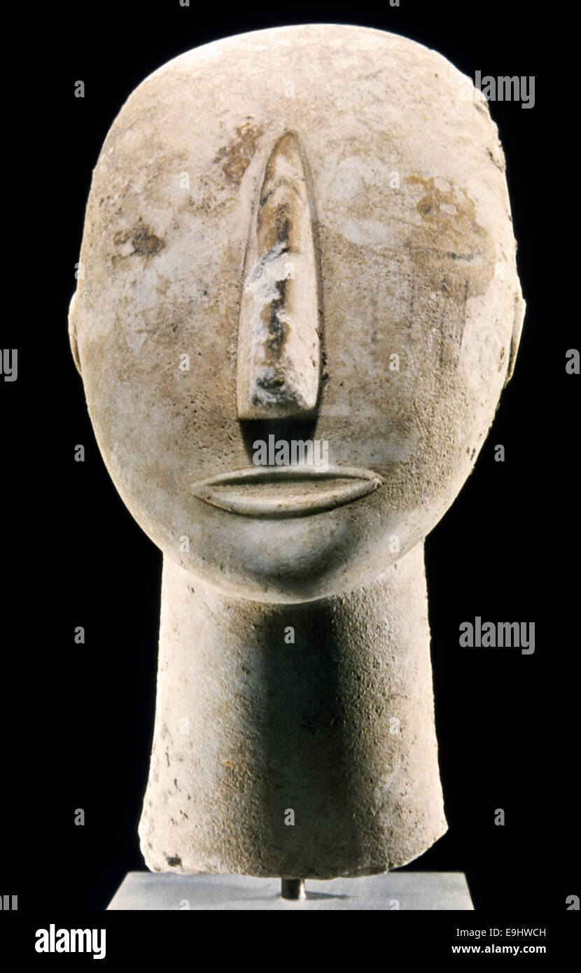 Greece. Cycladic civilization. 3rd millenium BC. Marble head from ...