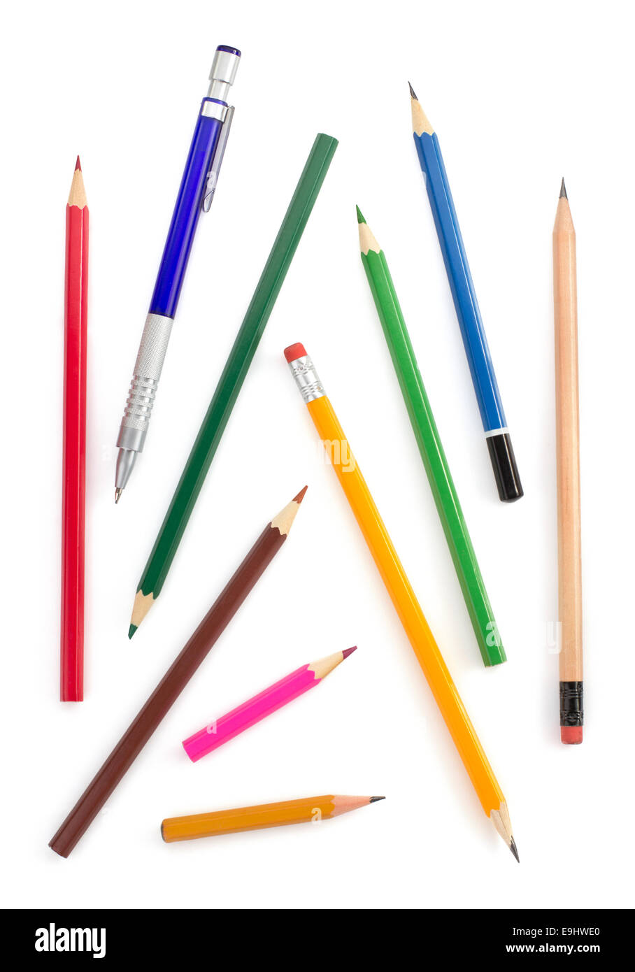 collection of pencils isolated on white background Stock Photo - Alamy