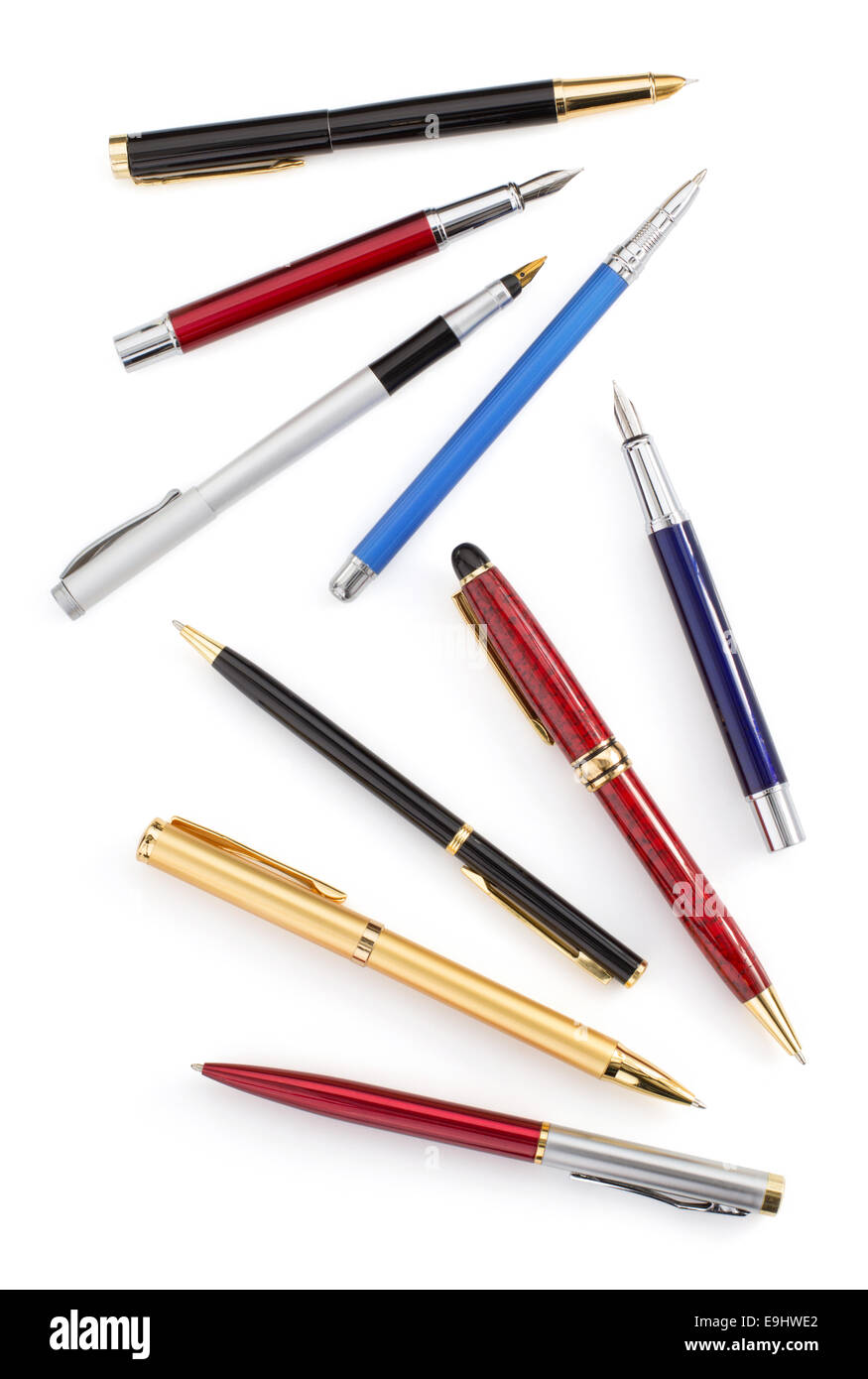 collection of pens isolated on white background Stock Photo - Alamy