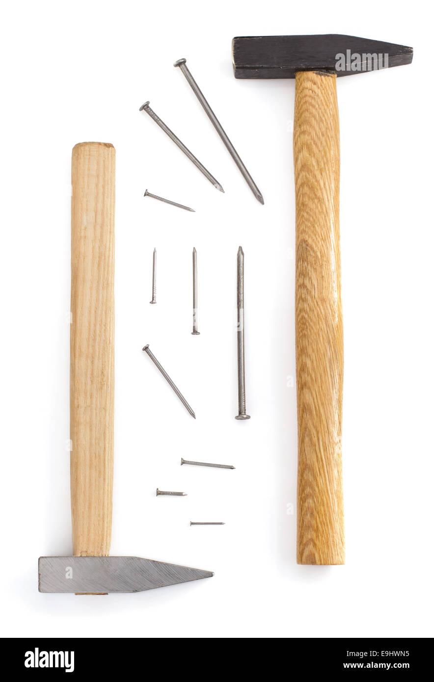 hammer tool and nail isolated on white background Stock Photo - Alamy